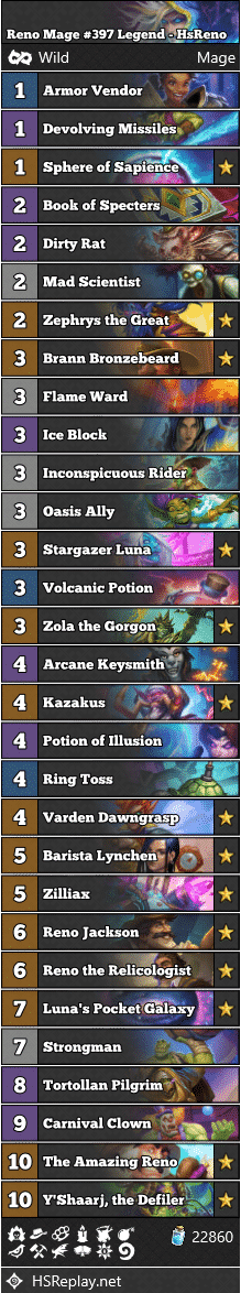 Reno Mage #397 Legend - HsReno | Hearthstone Wild Decks