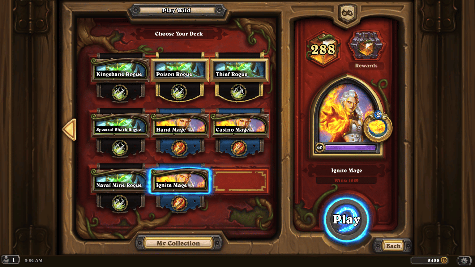 Ignite Mage #288 Legend - Wizardude (Score: 25-17) | Hearthstone Wild Decks