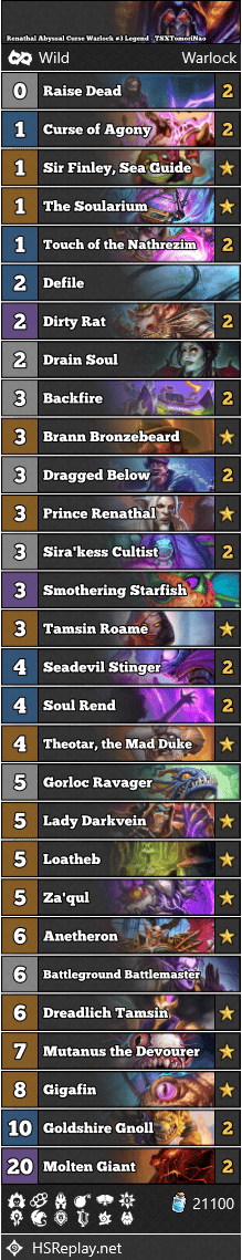 Renathal Abyssal Curse Warlock #3 Legend - TSXTomoriNao | Hearthstone ...