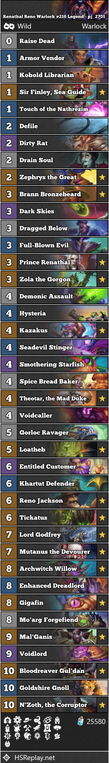 Renathal Reno Warlock #216 Legend - pj_2701 | Hearthstone Wild Decks