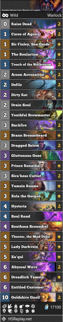 Renathal Abyssal Curse Warlock #53 Legend - 咆哮魔牢裆异撞 | Hearthstone Wild ...