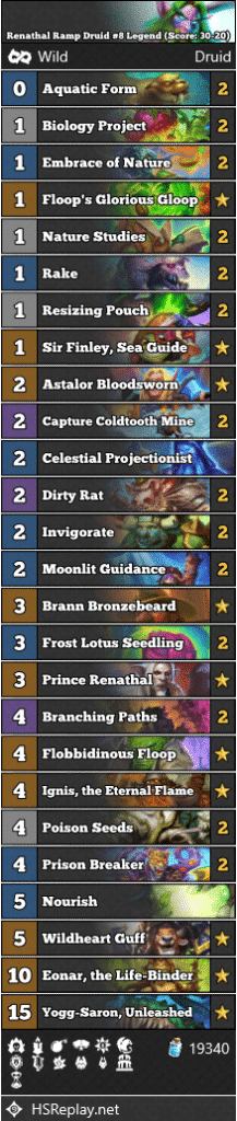 Renathal Ramp Druid #8 Legend (Score: 30-20) | Hearthstone Wild Decks
