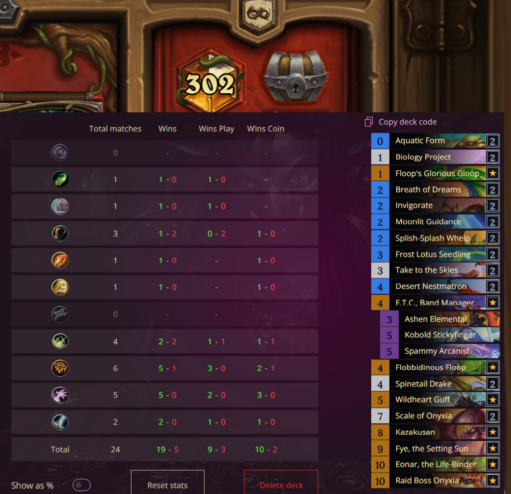 Dragon Druid #302 Legend - Rubeee (Score: 19-5) | Hearthstone Wild Decks