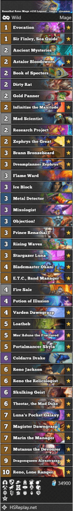 Renathal Reno Mage #210 Legend - timmy_streamer | Hearthstone