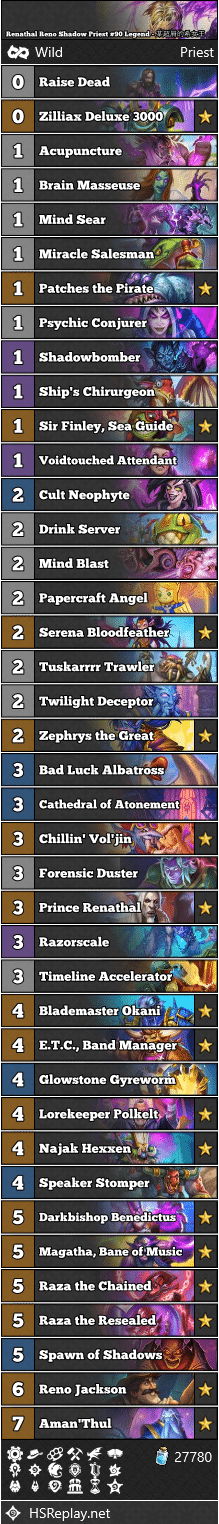 Renathal Reno Shadow Priest #90 Legend - 某超屑的希女王 (Score: 30-9 ...