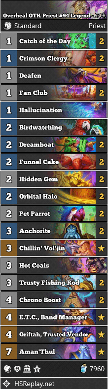 Overheal OTK Priest #94 Legend - 疋虫 | Hearthstone Standard Decks