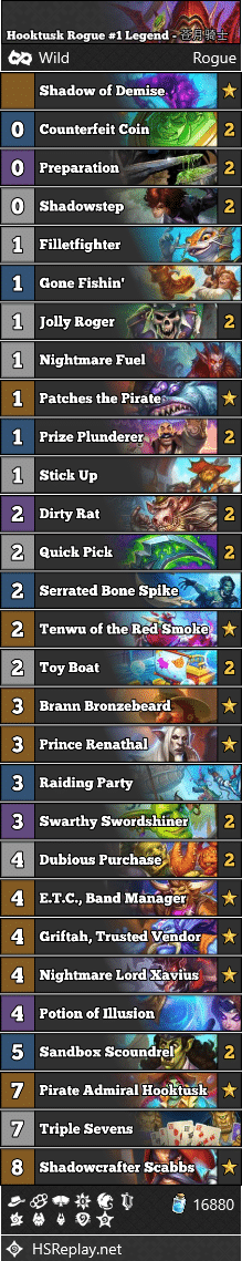 Hooktusk Rogue #1 Legend - 苍月骑士 | Hearthstone Wild Decks