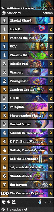 Terran Shaman #9 Legend - 抖音丶唐三十六 | Hearthstone Standard Decks