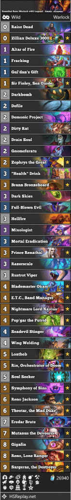 Renathal Reno Warlock #401 Legend - timmy_streamer | Hearthstone Wild Decks