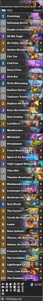 Renathal Reno Paladin #278 Legend - Ocean___HS | Hearthstone Wild Decks