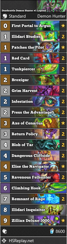 Deathrattle Demon Hunter #1 Legend - 大神丨淘宝卡 | Hearthstone Standard Decks